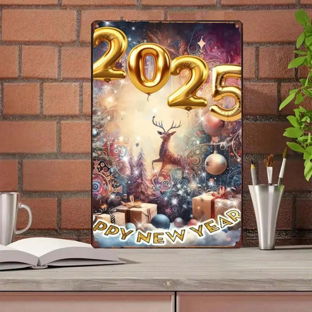 2025 New Year Decorative Metal Tin Sign Wall Decor - Vintage Iron ...