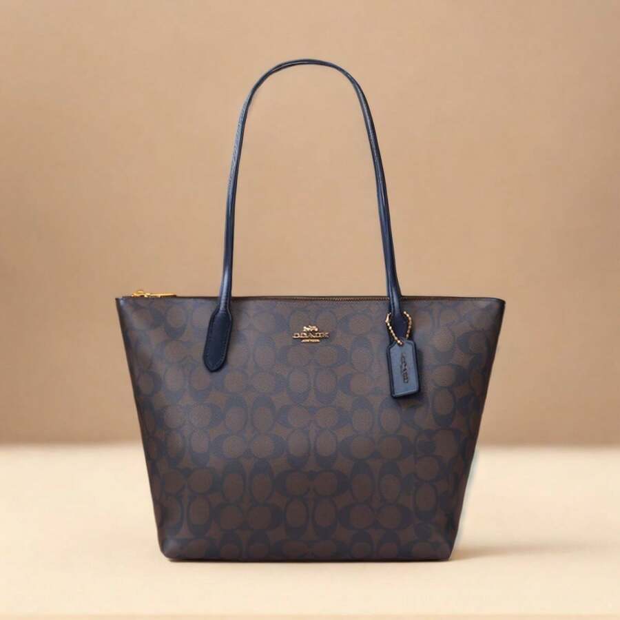 Coach Women Zip Top Tote Bag Carryall Bag Classic Bag For Business ...