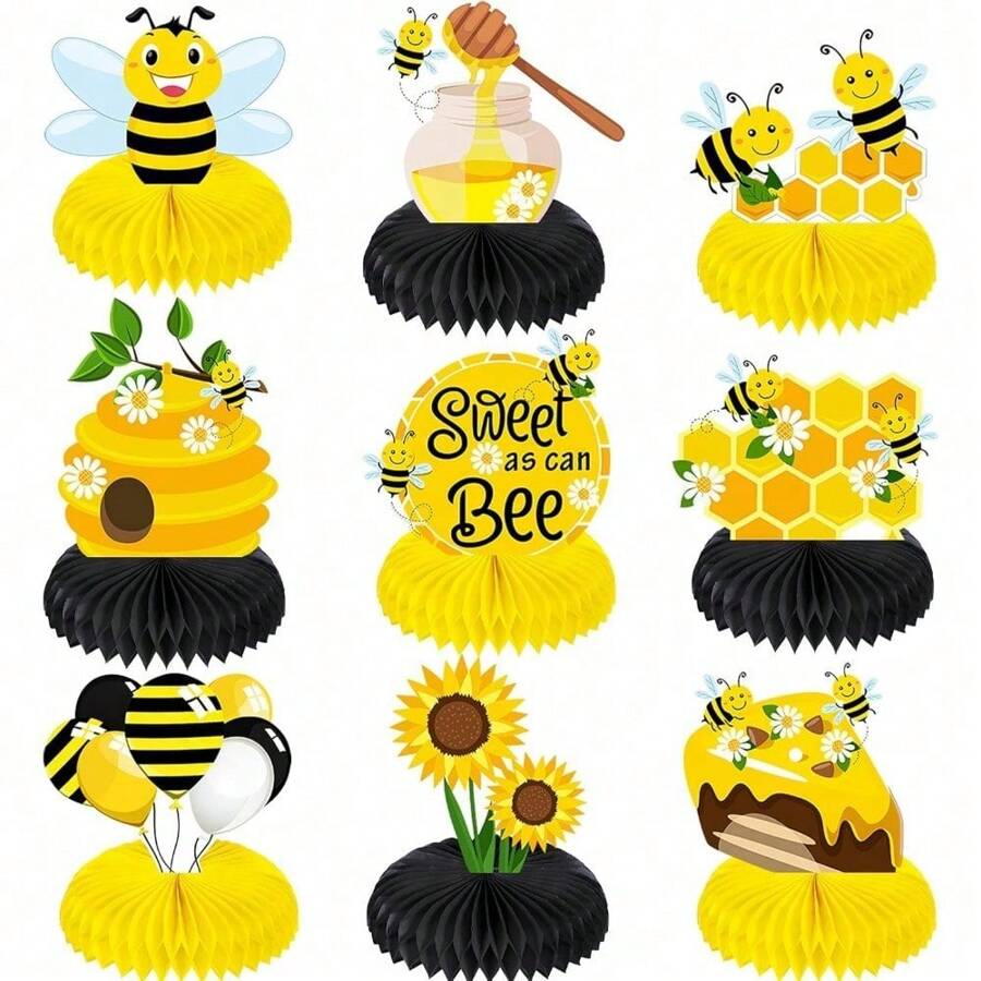 9 Pieces Holiday Party Birthday Party Supplies Bee Centerpieces ...