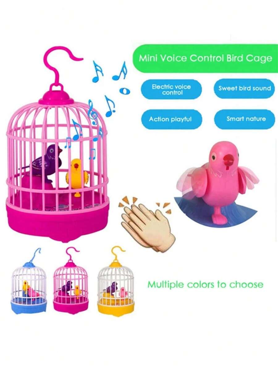 Electronic Simulation Toy Bird Cage With Sound Voice Sensor Realistic ...
