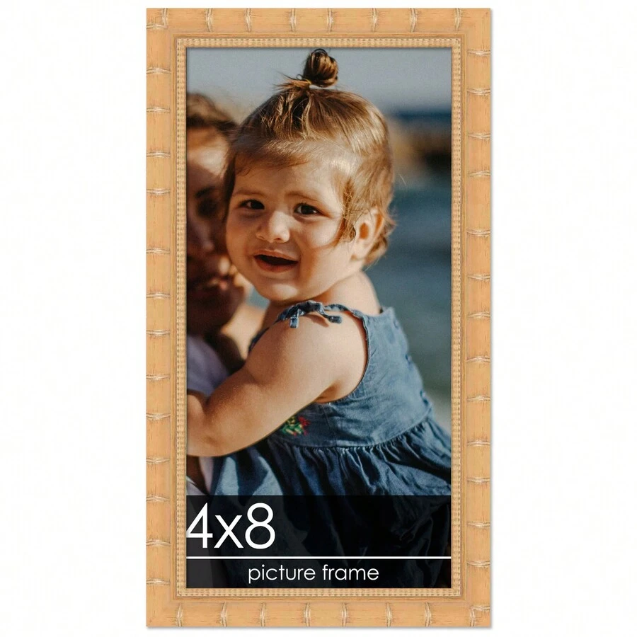 Custompictureframes.Com 4x8 Modern Bamboo Picture Frame UV Acrylic 5 ...