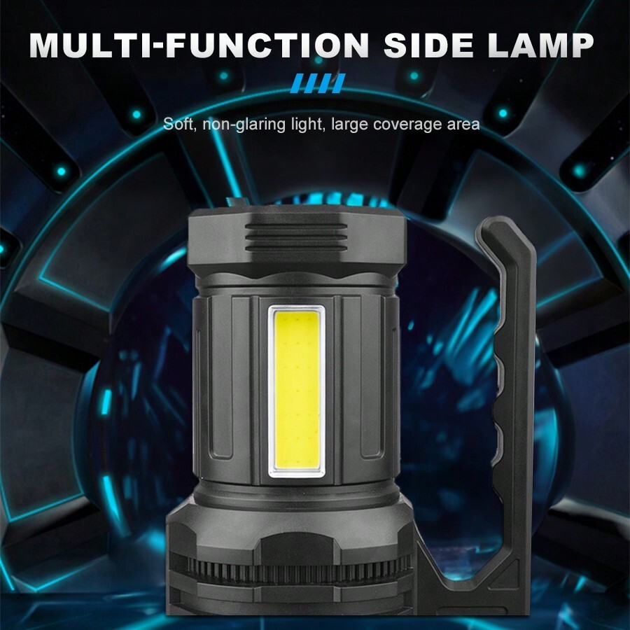 1pc ABS Light-Weight Super Bright Large Flashlight With COB Side ...