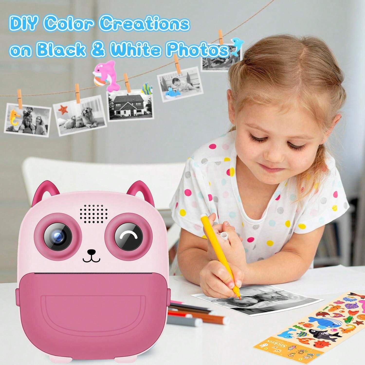 Kids Camera Instant Print, Screen Camera For Kids Dinosaur Children ...