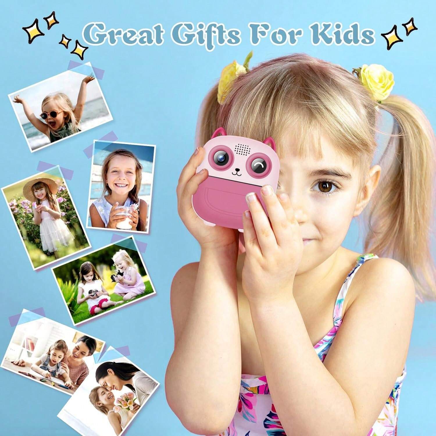 Kids Camera Instant Print, Screen Camera For Kids Dinosaur Children ...