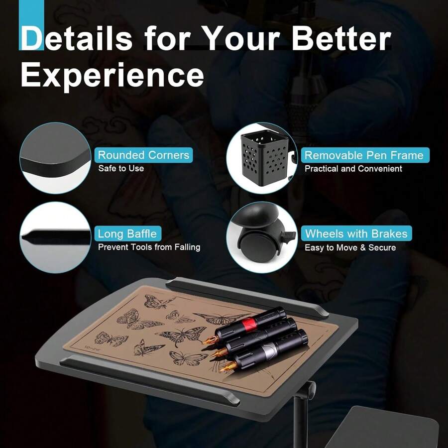SHZICMY Tattoo Workstation, Adjustable Height Portable Mobile Tattoo ...