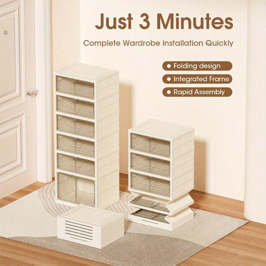 1pc Shoe Rack Home Shoes Organizer With Clear Door Space-Saving Shoe ...