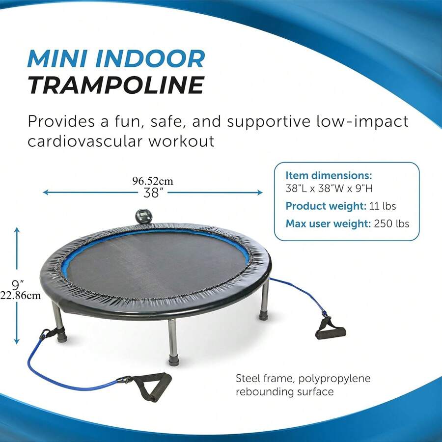 36 Inch Durable Rugged Steel Frame Folding Trampoline With MUUV ...