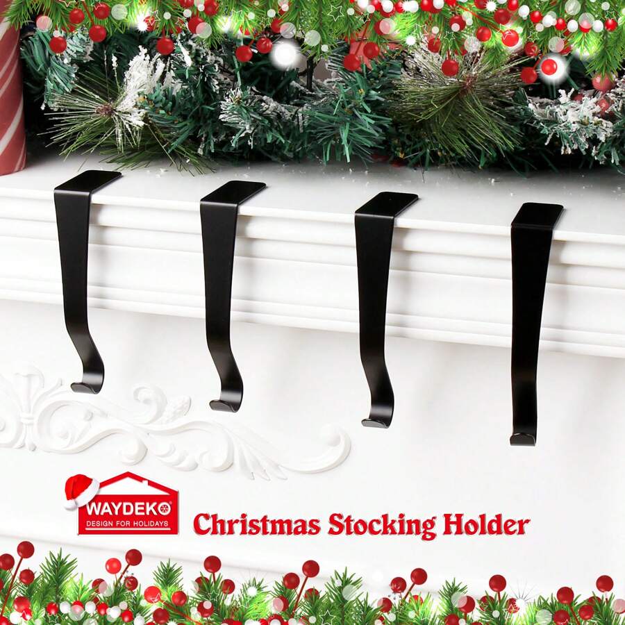 WAYDEKO Christmas Stocking Holders Metal Coating Stockings Hangers ...