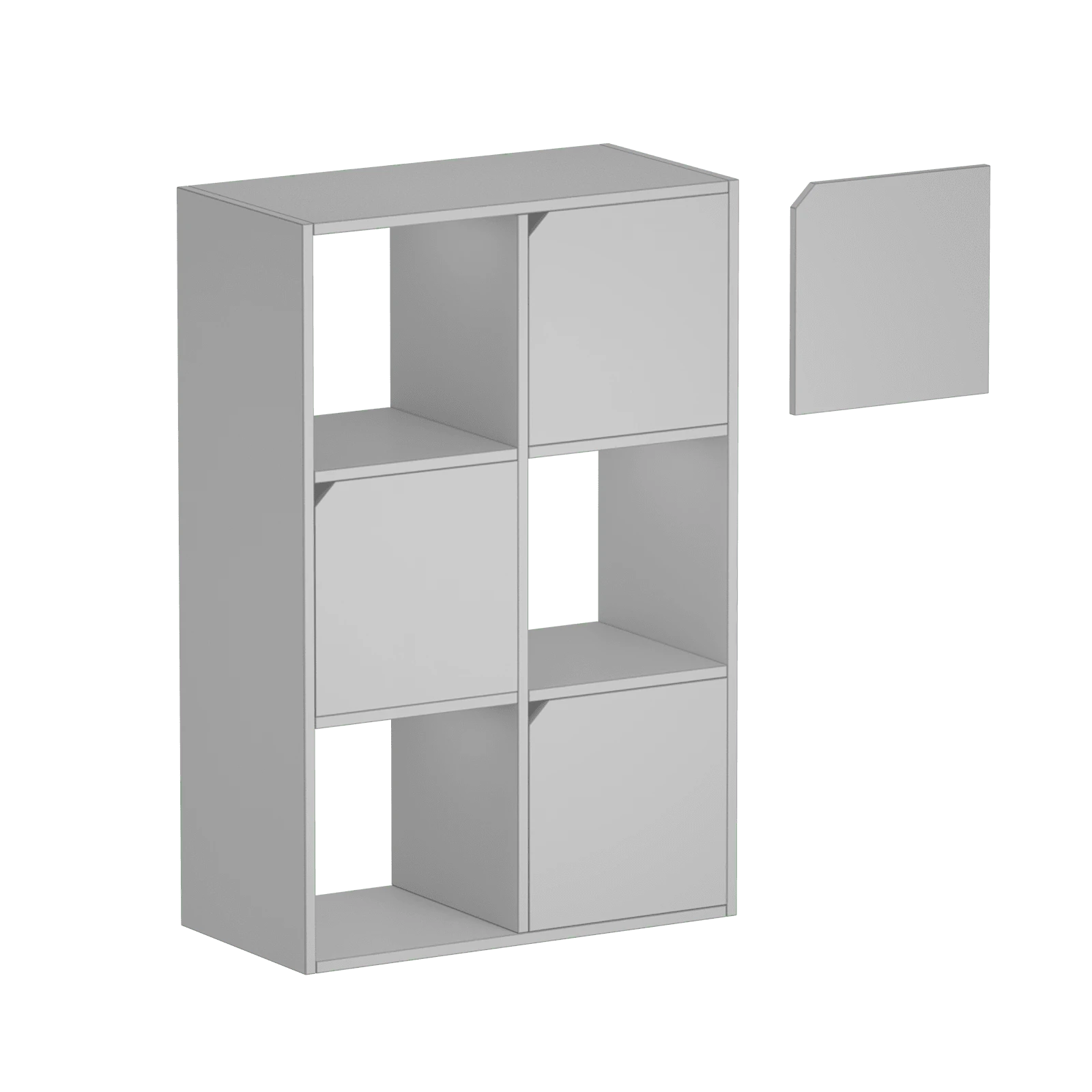 Six-Grid Staggered Bookcase With Doors, Large Capacity And Beautiful ...