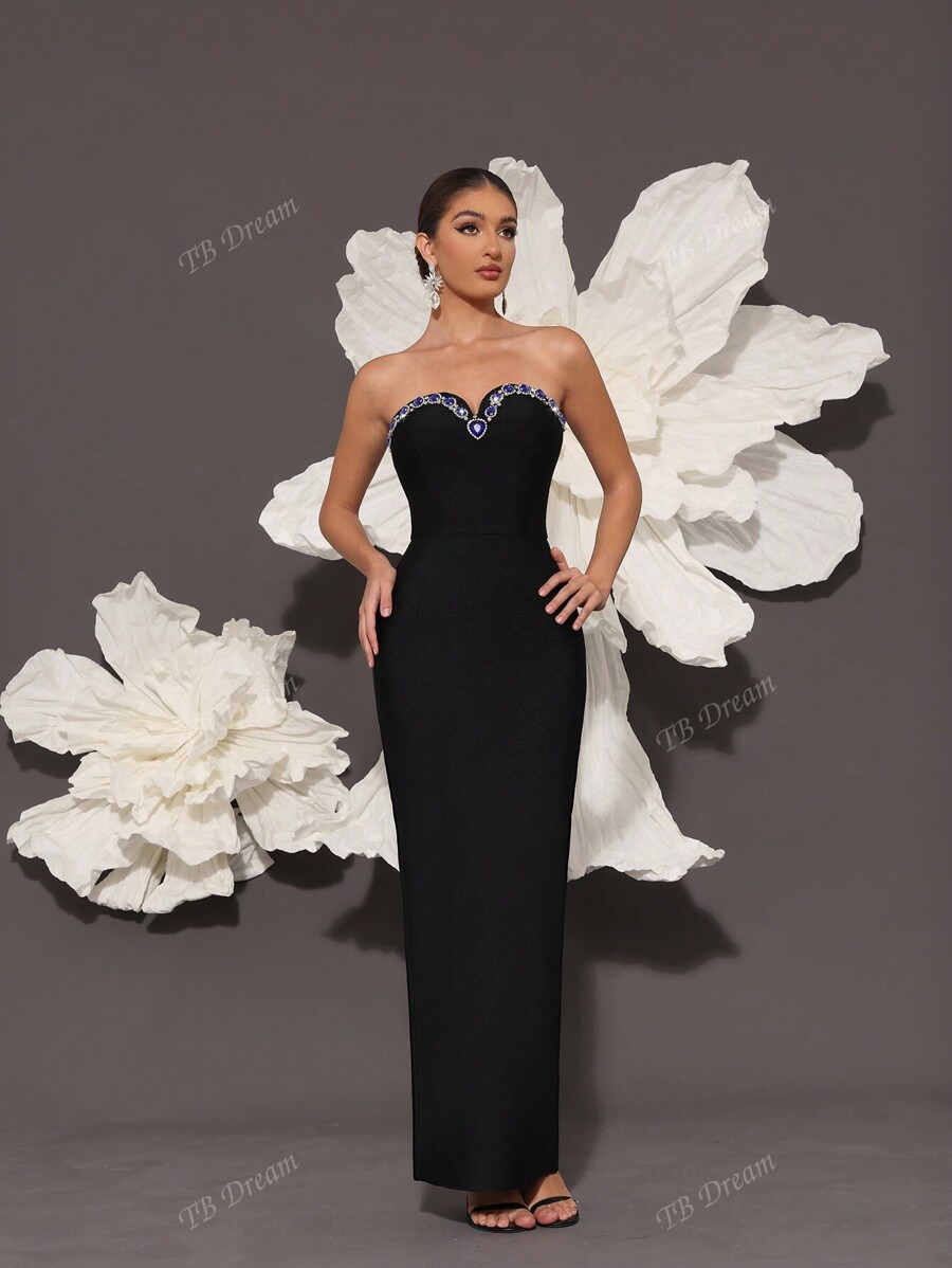 2025 Rhinestone Bandage Dress Luxury Formal Dress Women Elegant Long ...