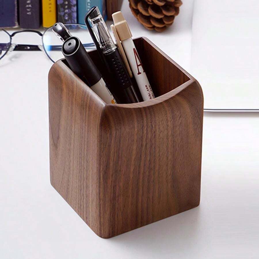 Natural Wood Pen Holder, Office Desk Accessory & Workspace Organizer ...
