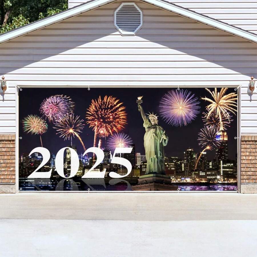 New Year 2025 Garage Door Decorations For Photography Sparkling ...