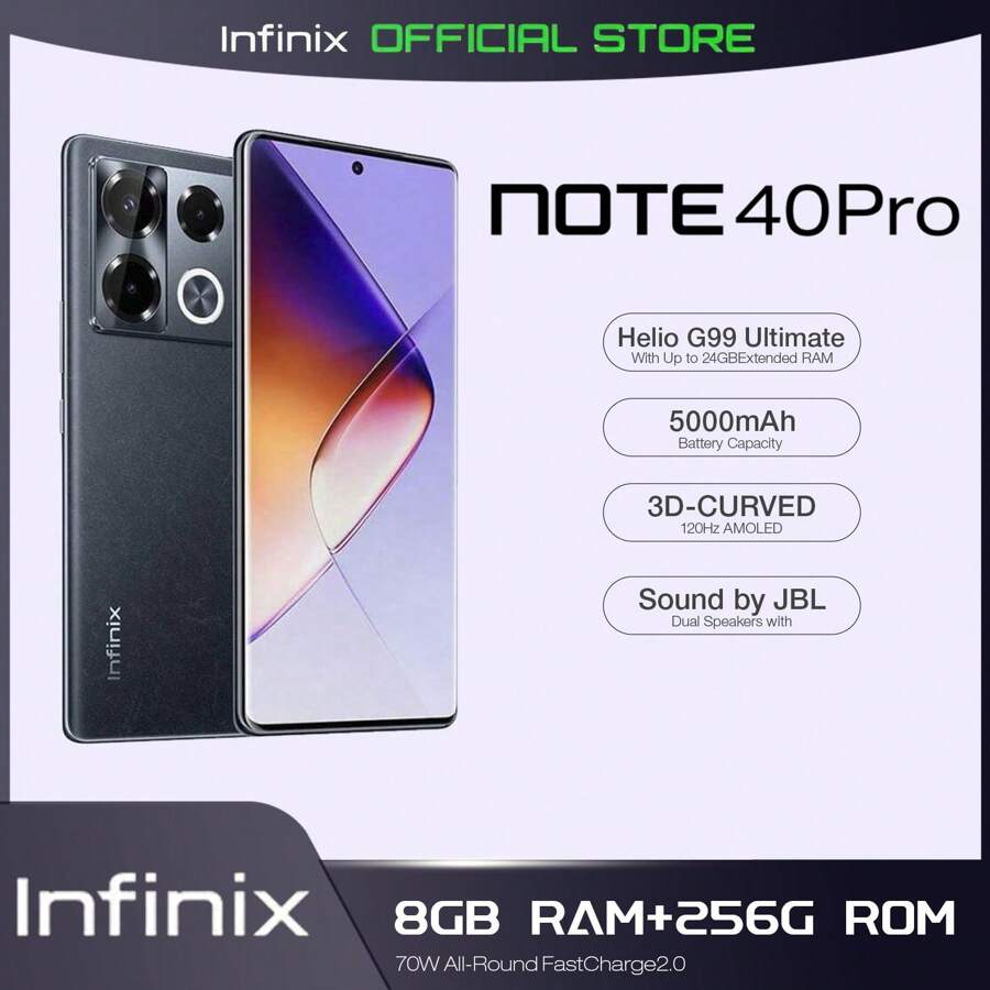 Infinix Infinix NOTE 40 Pro 8GB+256GB 4G Helio G99 Pantalla 6,78"120Hz ...