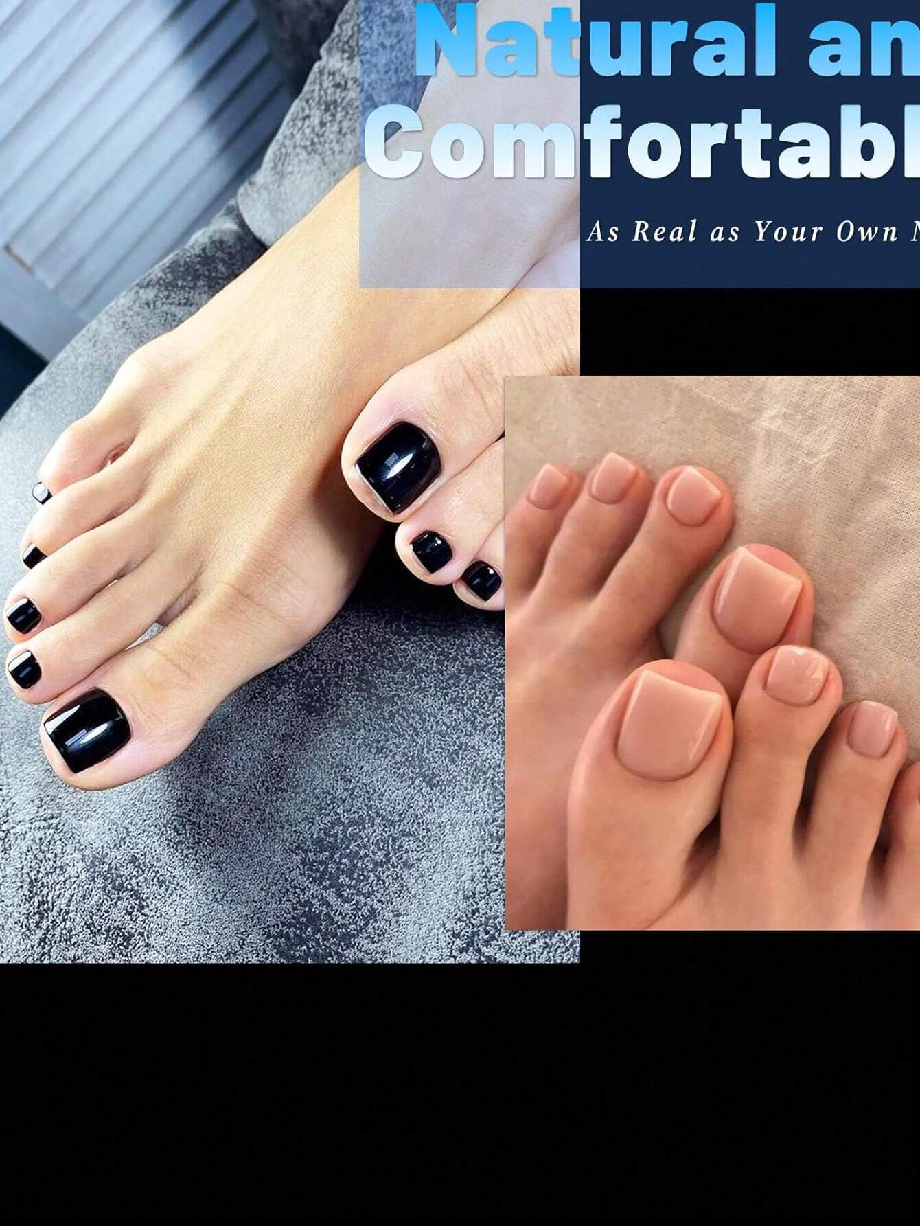 240pc Soft Gel X Toe Nail Tips Short Fake Toenail Tips Square Fake Toe ...