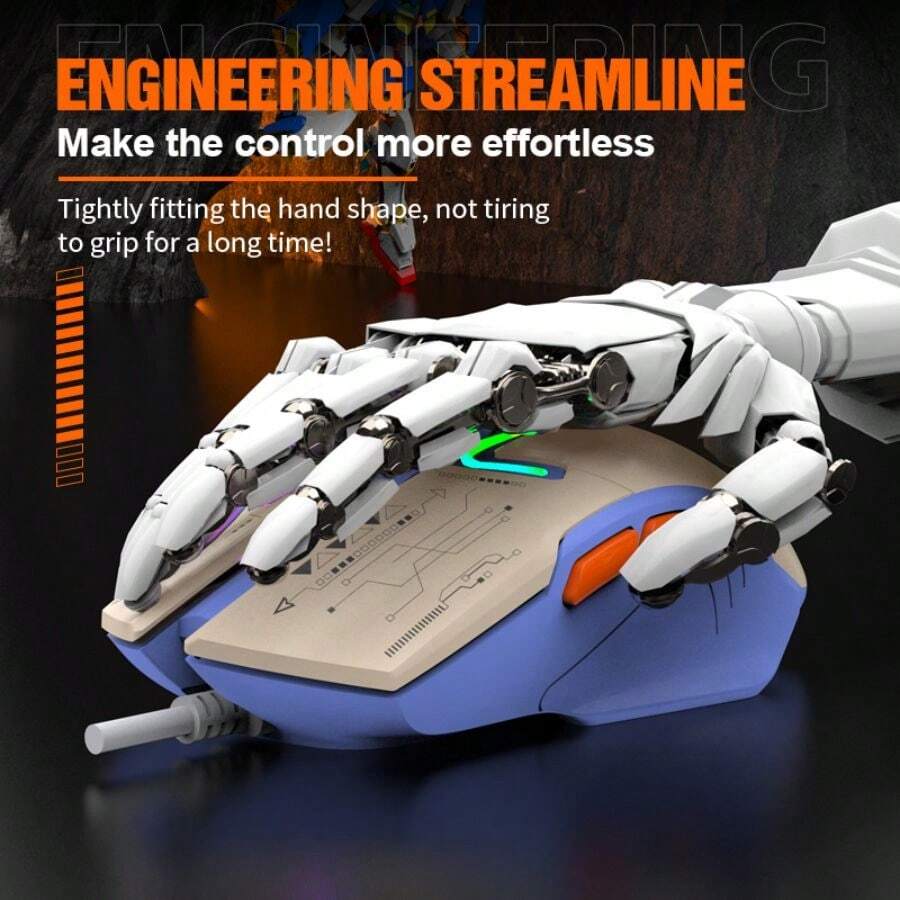 Silver Fox H6 Tricolor Mechanical Gaming Mouse, Wired, Futuristic ...