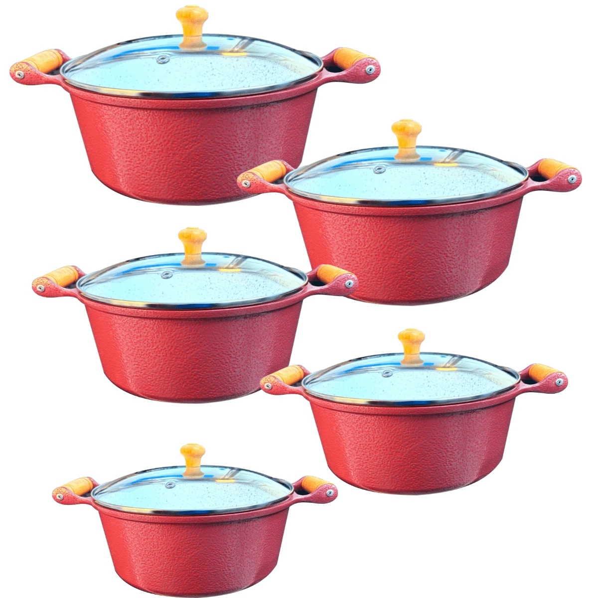 Ceramic Cookware Set 5 Non-Stick Cast Aluminum Pans Colors Super ...