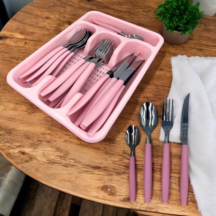 25 Piece Stainless Steel Cutlery Set Cutlery Set With Cutlery Holder ...