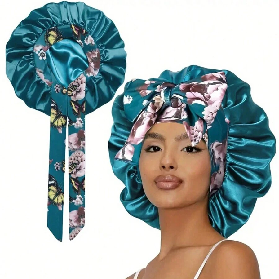 Awegeo Women' Bonnet Strap Printed Silk Smooth Satin Bonnet, Casual And ...