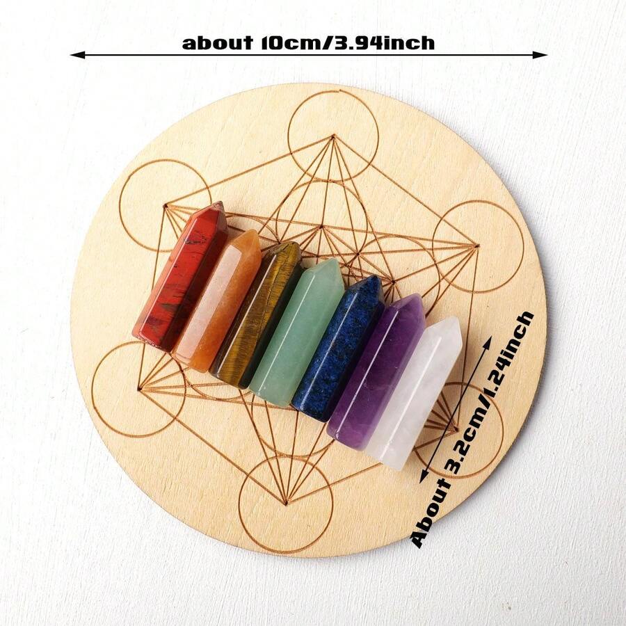 Natural Stone Hexagonal Point Seven Chakra Crystal Column Gift Box ...