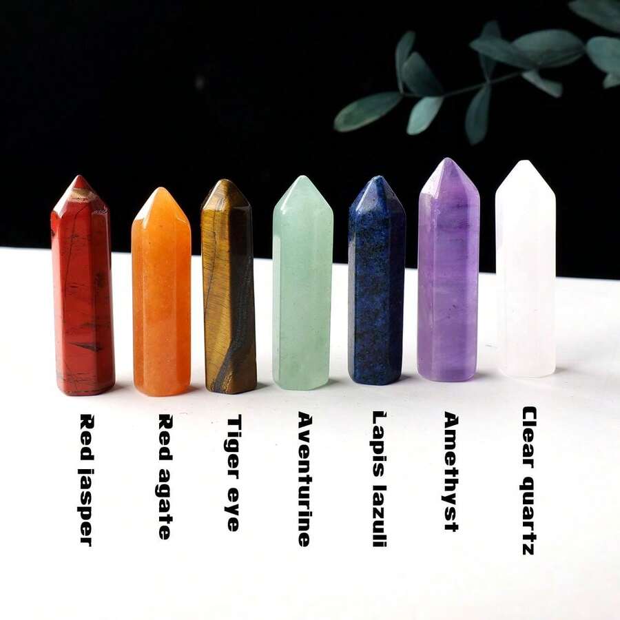 Natural Stone Hexagonal Point Seven Chakra Crystal Column Gift Box ...