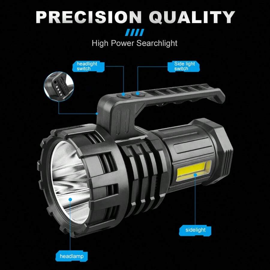 1pc ABS Light-Weight Super Bright Large Flashlight With COB Side ...