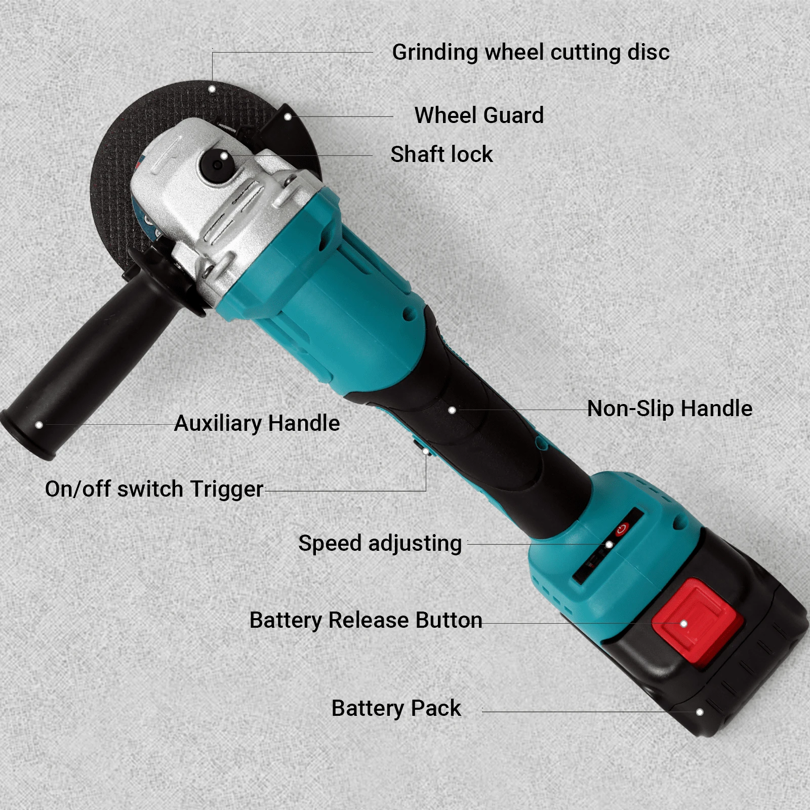 21V Cordless Angle Grinder, 4.0Ah Battery & 2A Fast Charger, 12000RPM ...
