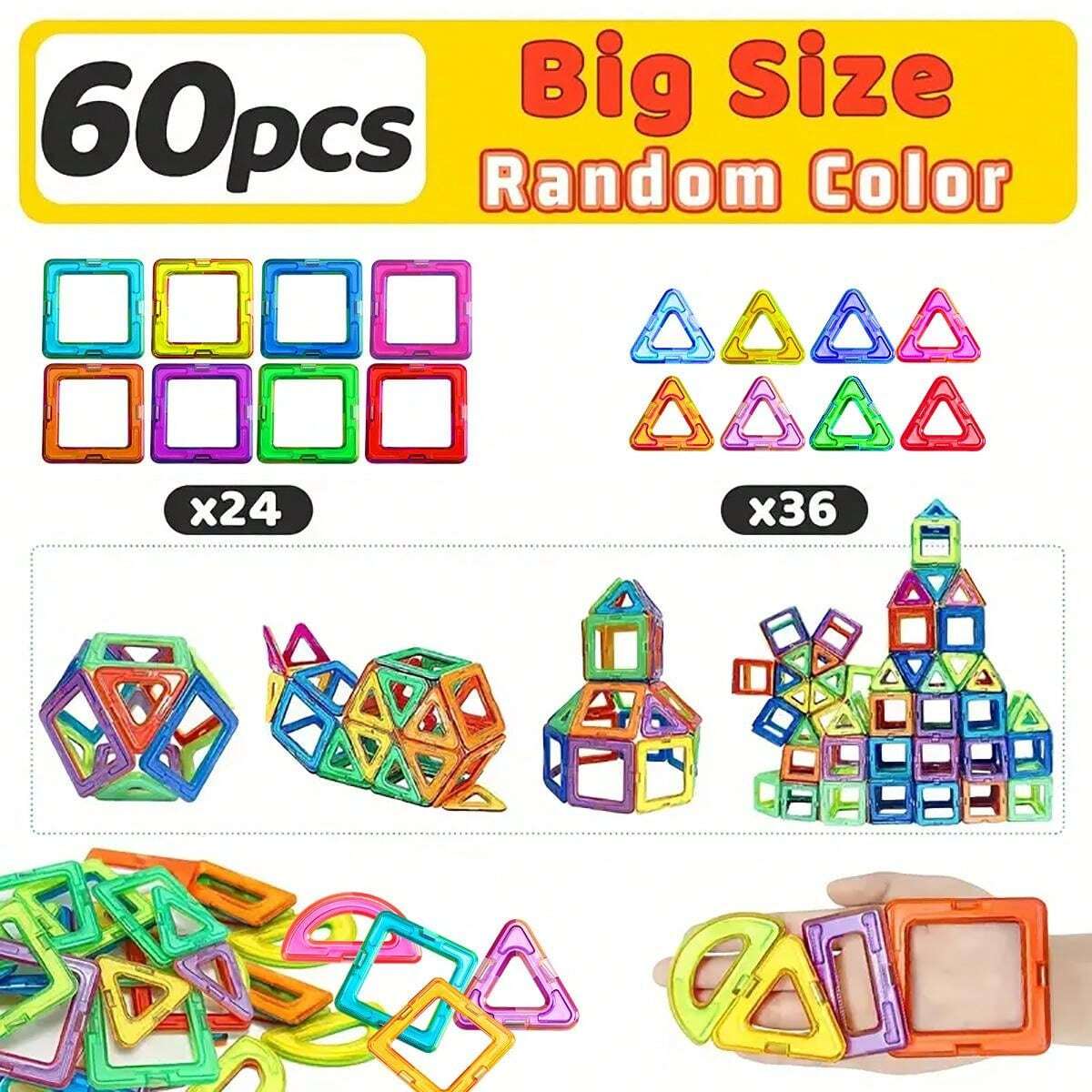 48/60/68pcs Magnetic Building Blocks, Big Size And Mini Size DlY ...