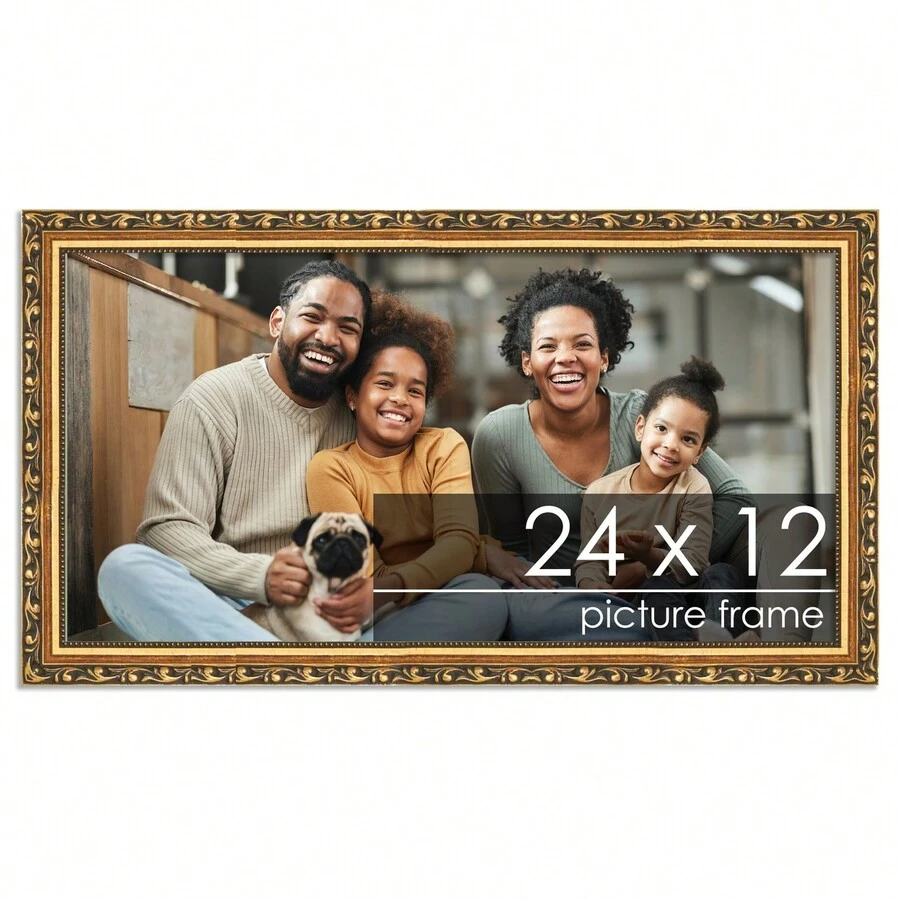 Custompictureframes.Com 24x12 Wood Antique Frame With UV Acrylic 4 ...