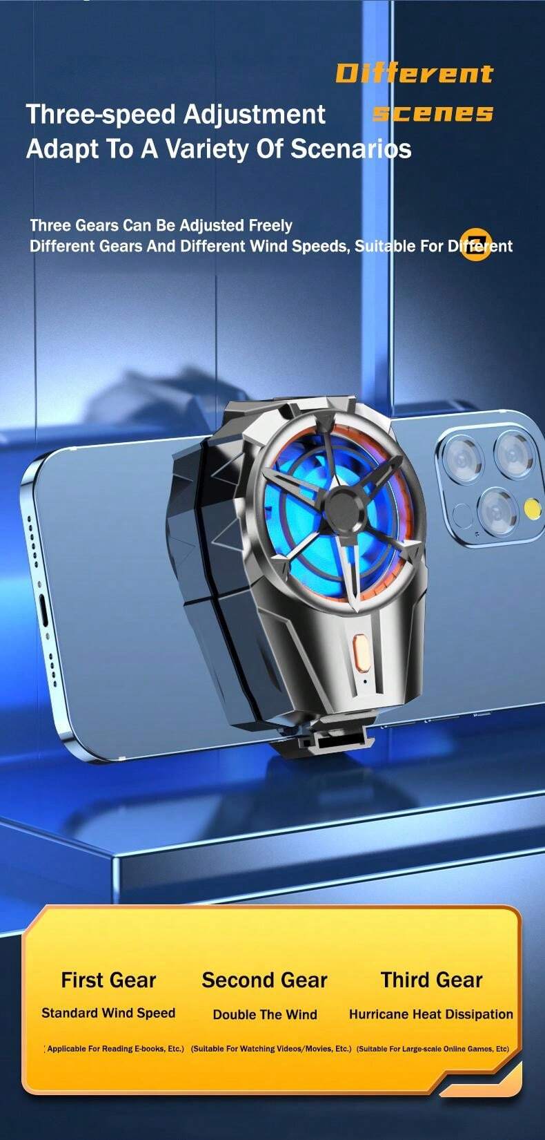 Electric X52 Smart Phone Cooler Fan, Quiet Cooling Device With 3 ...