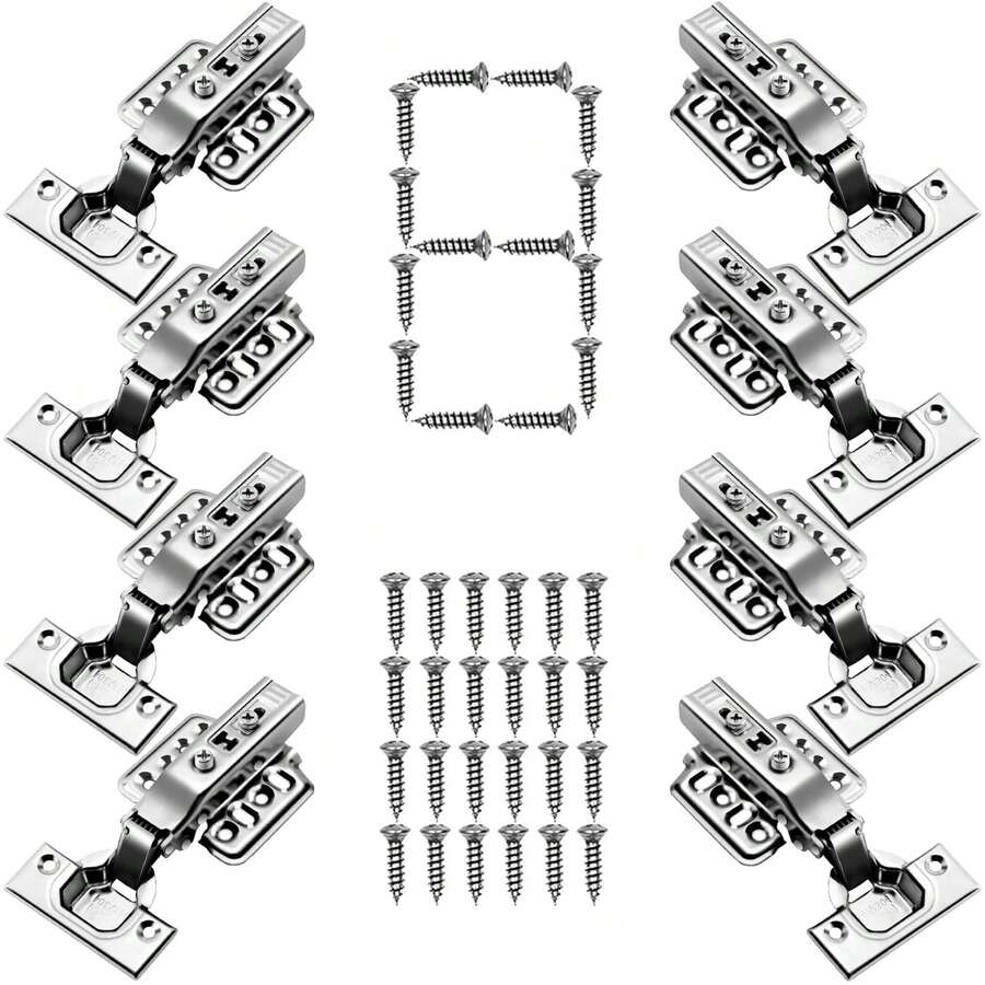 SHIXIONG 8 Pieces Frameless Cabinet Hinges, Silent Hydraulic Slow Close ...