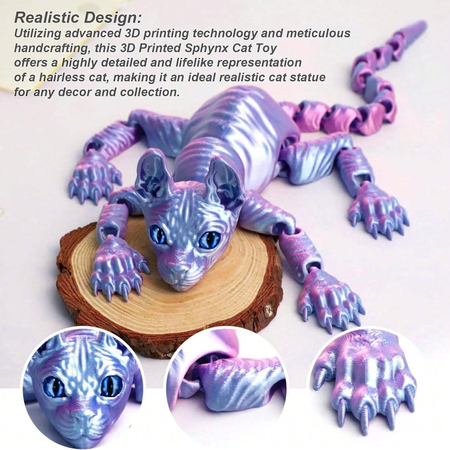 3D Printed Sphynx Cat, 3D Printed Animals Toy,Realistic Hairless Cat ...