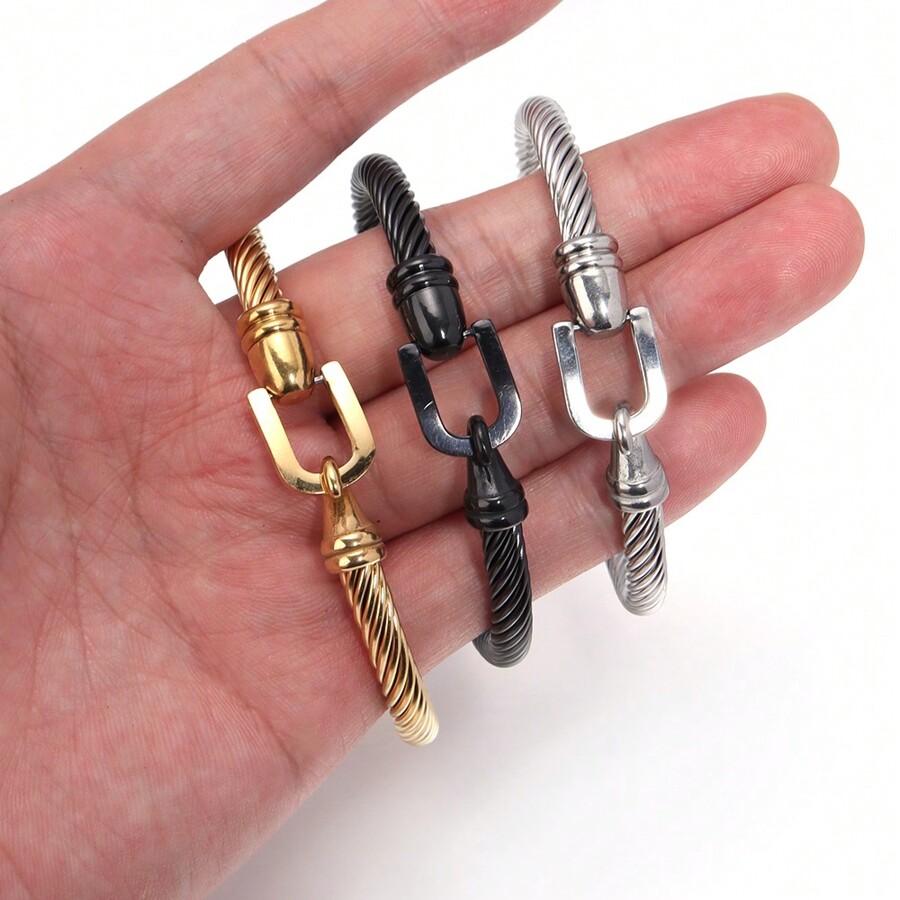 1pcs Stainless Steel Pipe Rope Clasp Horseshoe Buckle Bracelet ...