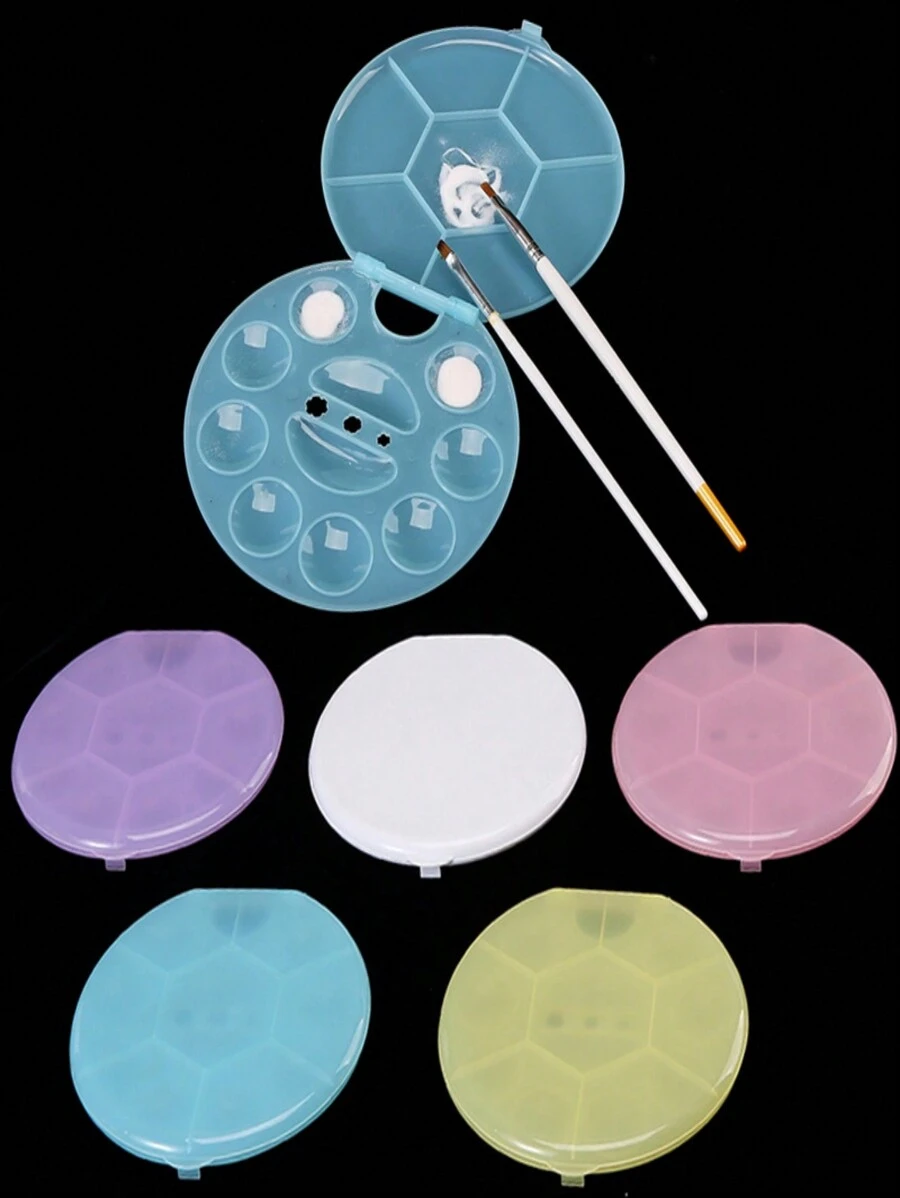 New Nail Art Circular Mixing Palette, 10-Well Plastic Candy-Shaped Round Mixing Tray, Circular ...