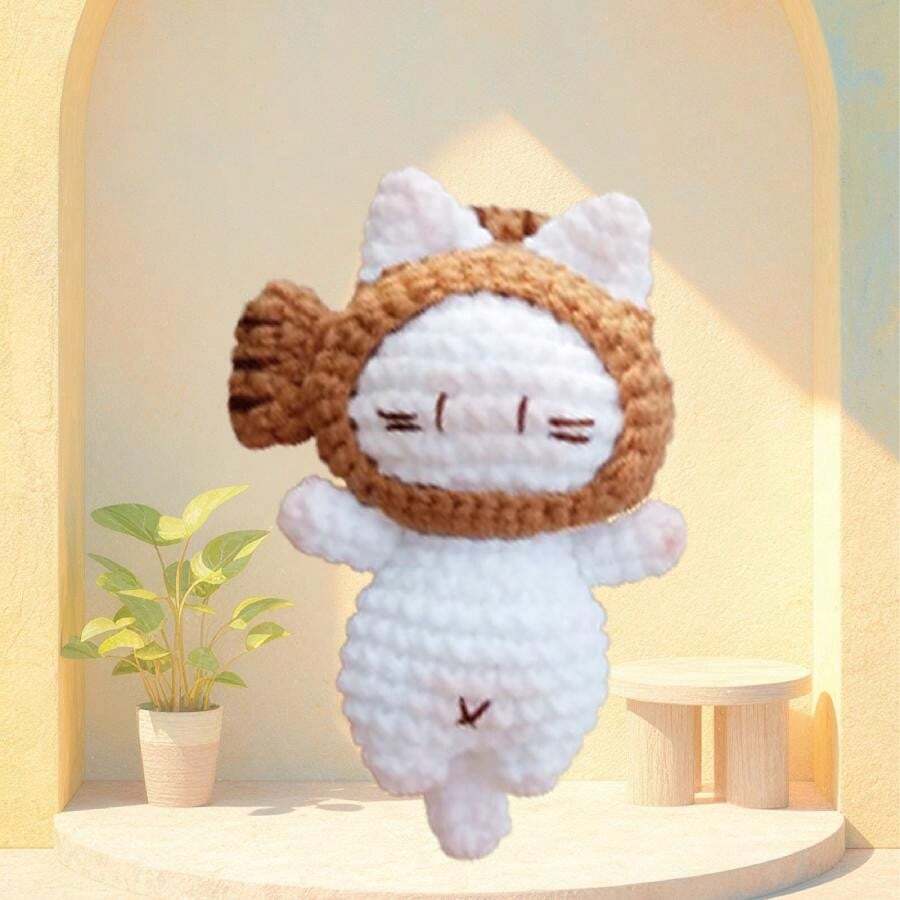 DIY Weiß Fisch Hut Katze Häkelset für Anfänger, Amigurumi gefüllte Pflanzen - Geschenk Tier ...