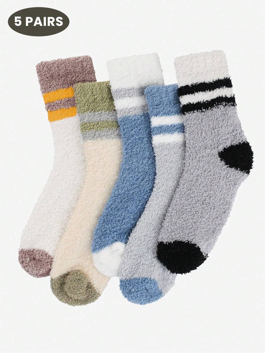 Briartw 5 Pairs Fuzzy Socks For Men- Cozy Fluffy Socks, Soft Slipper ...