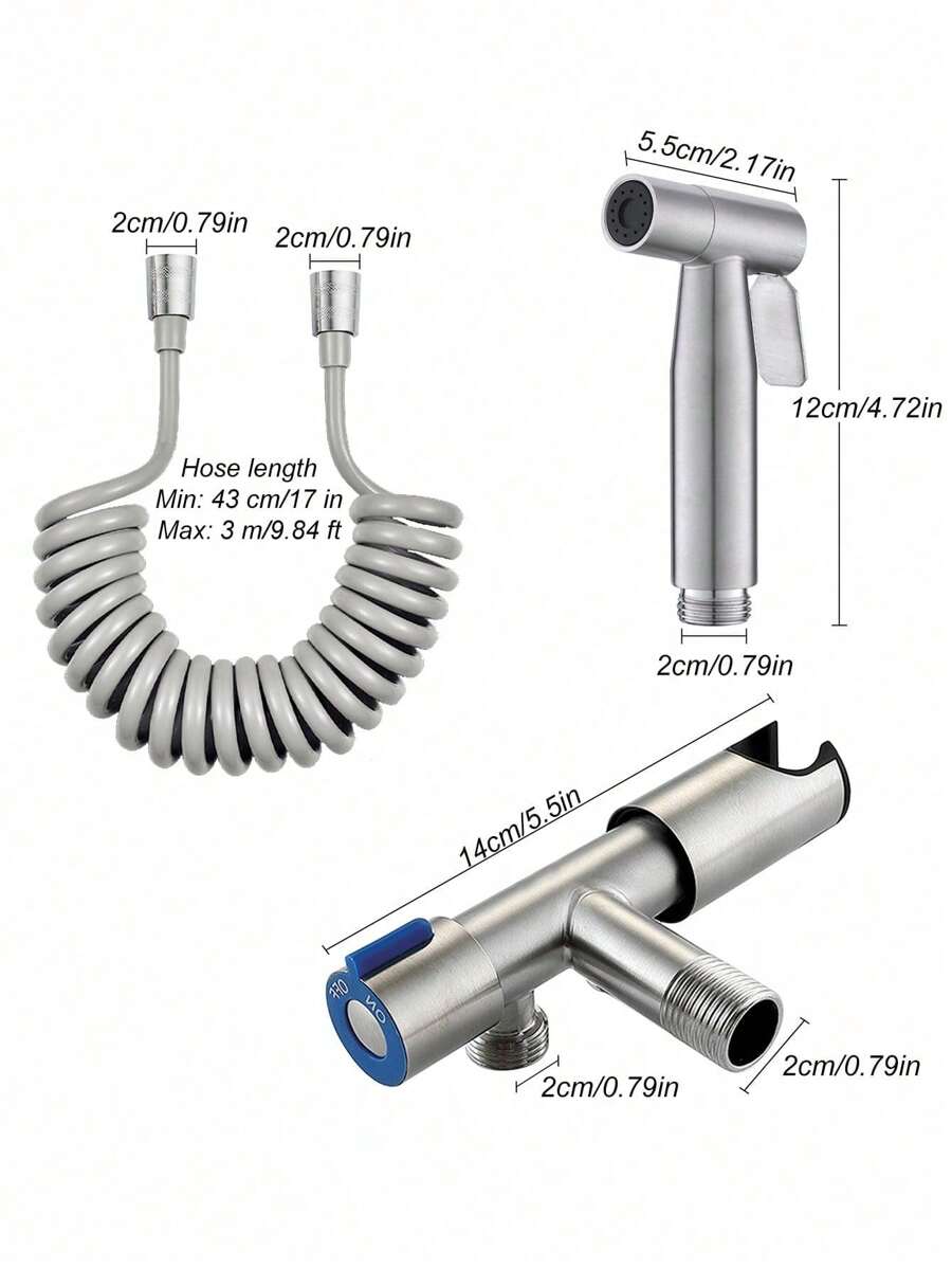 High-Pressure Stainless Steel Toilet Spray Gun Set, Brass Valve ...