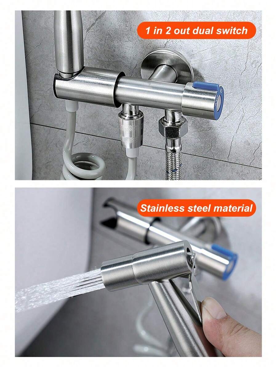 High-Pressure Stainless Steel Toilet Spray Gun Set, Brass Valve ...