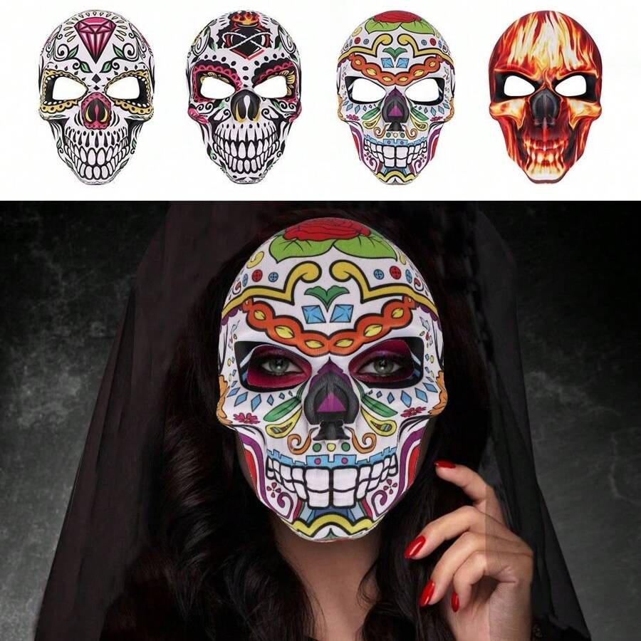 Skull Full Face Mask For Halloween Cosplay Day Of The Dead Masks For ...