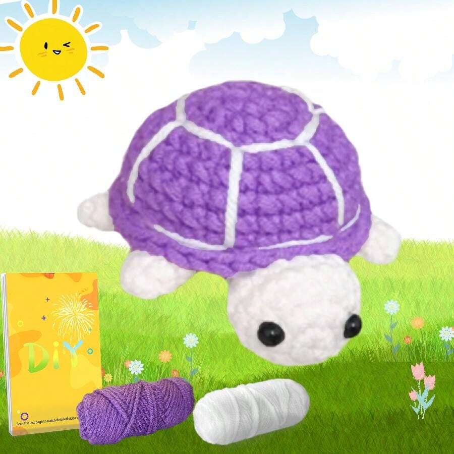 DIY Cute Purple Turtle Animal Crochet Set Suitable For Starters New To ...