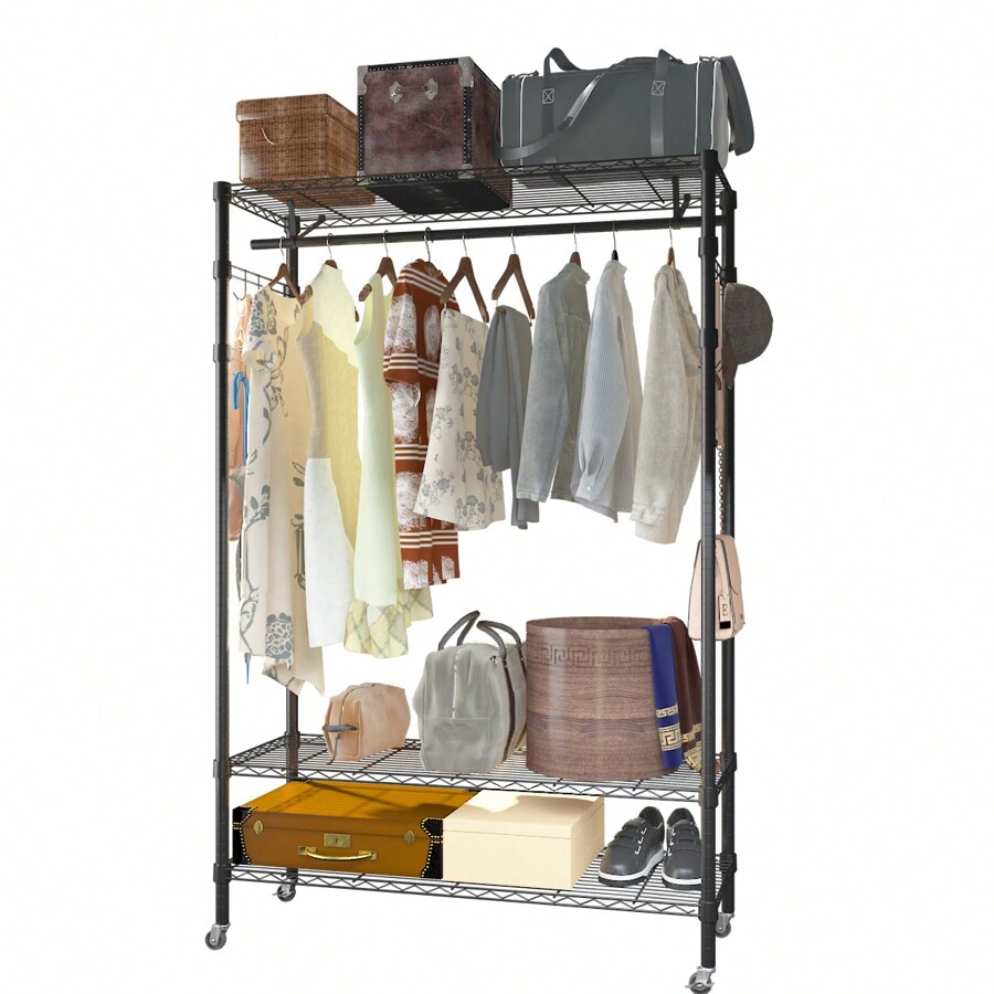 Zimtown Wire Garment Rack, Heavy Duty Garment Rack With Wheels ...
