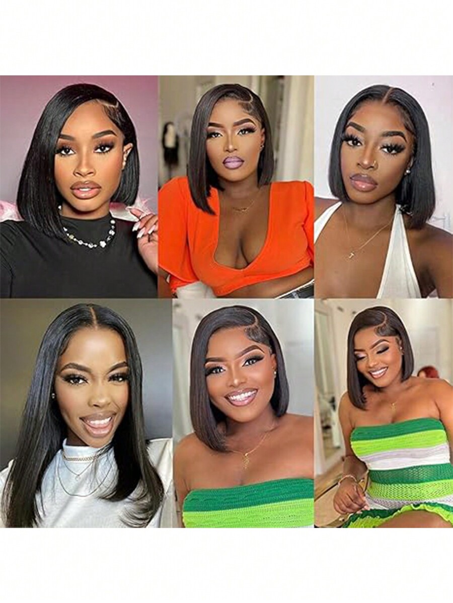 Perruque prête à porter de 16 pouces 14 pouces 13x4 Perruque bob de cheveux humains 180% de ...