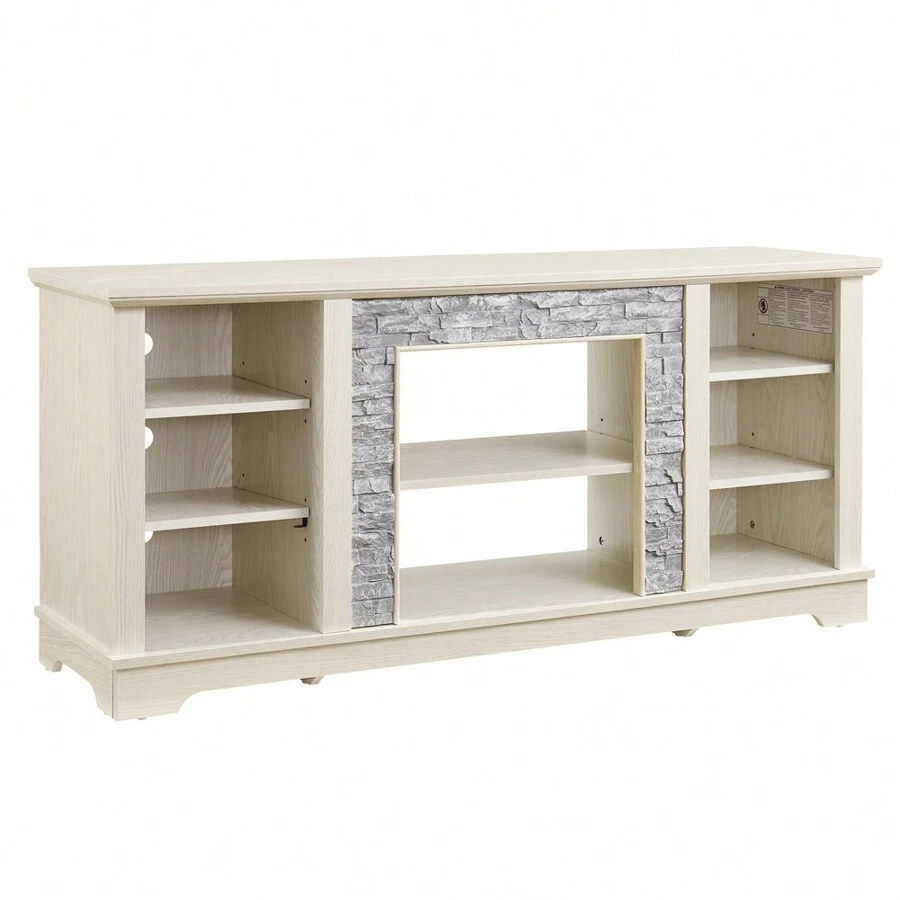 TV Stand For 69 Inch TV, Faux Stacked Stone Surround TV Console Table ...
