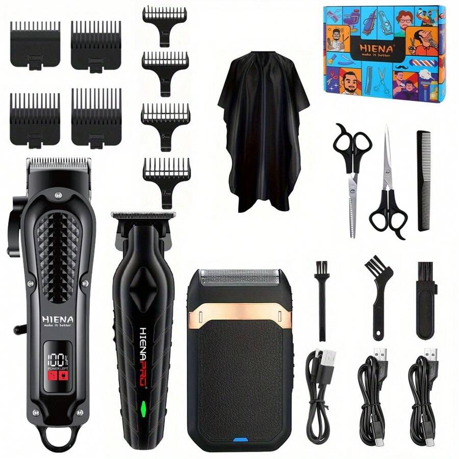HIENA Hair Clipper Retro Oil Head Carving Digital USB Professional Hair ...