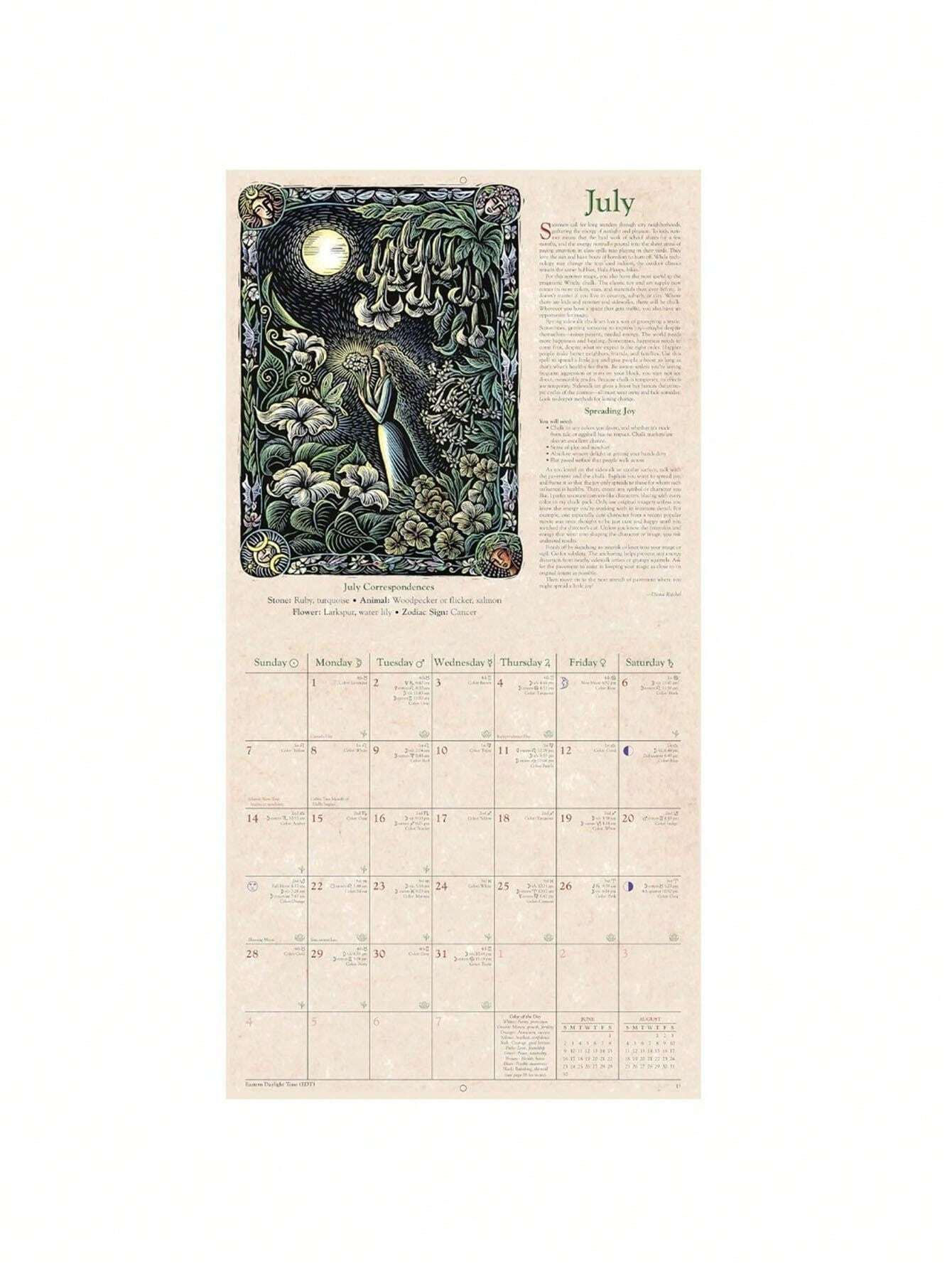 2025 Witch Calendar - Astrology And Moon Phases, Annual Magic Wheel ...