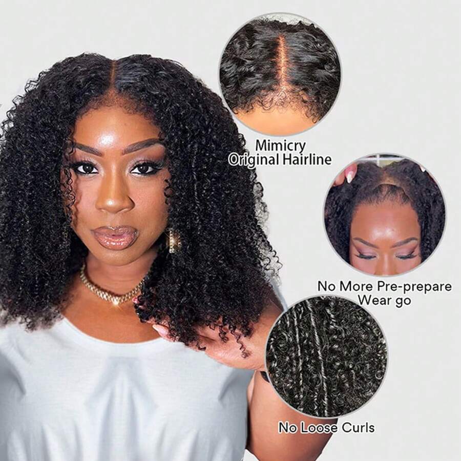 Peluca con línea de cabello híbrida y rizada de 13x4 con encaje sin ...