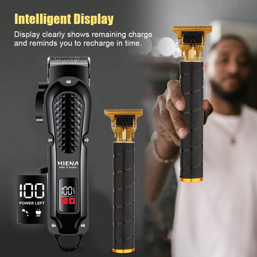 HIENA Hair Clipper Retro Oil Head Carving Digital USB Professional Hair ...