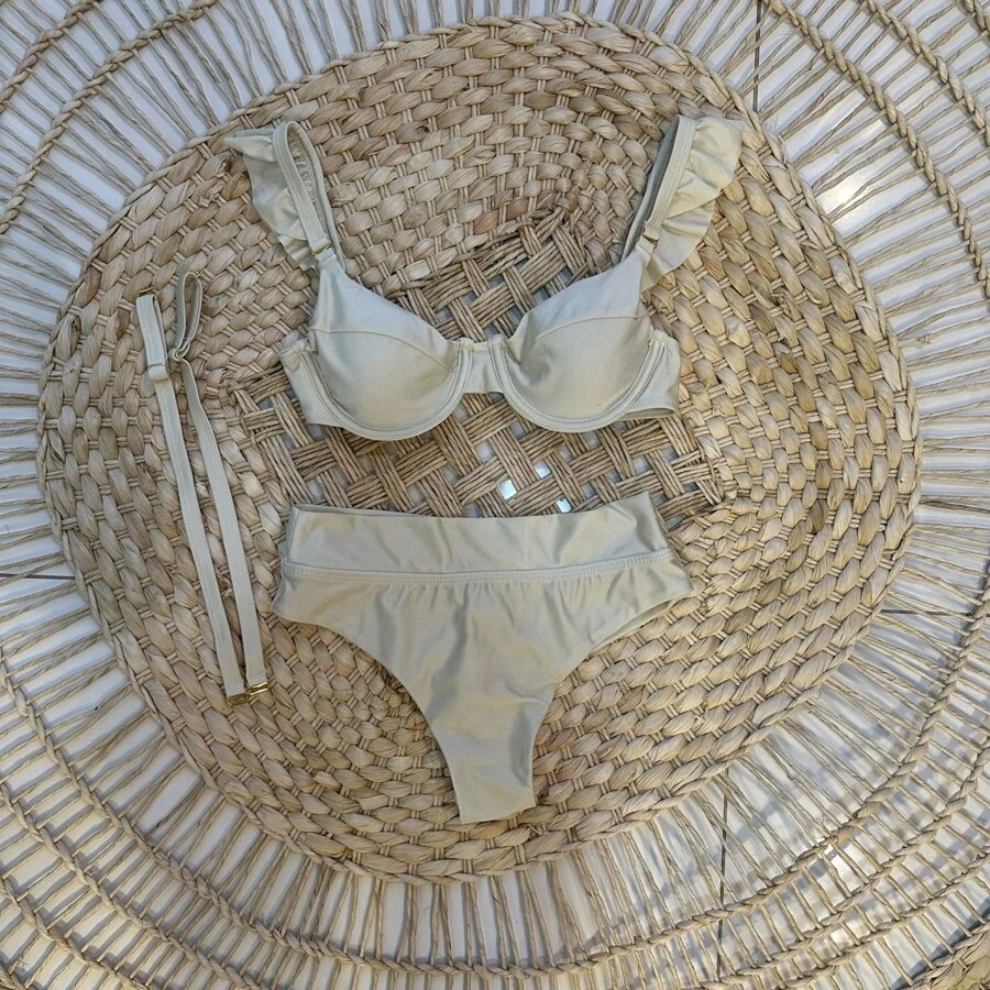 Two-Strap Ruffle Hot Pants Bikini | SHEIN USA