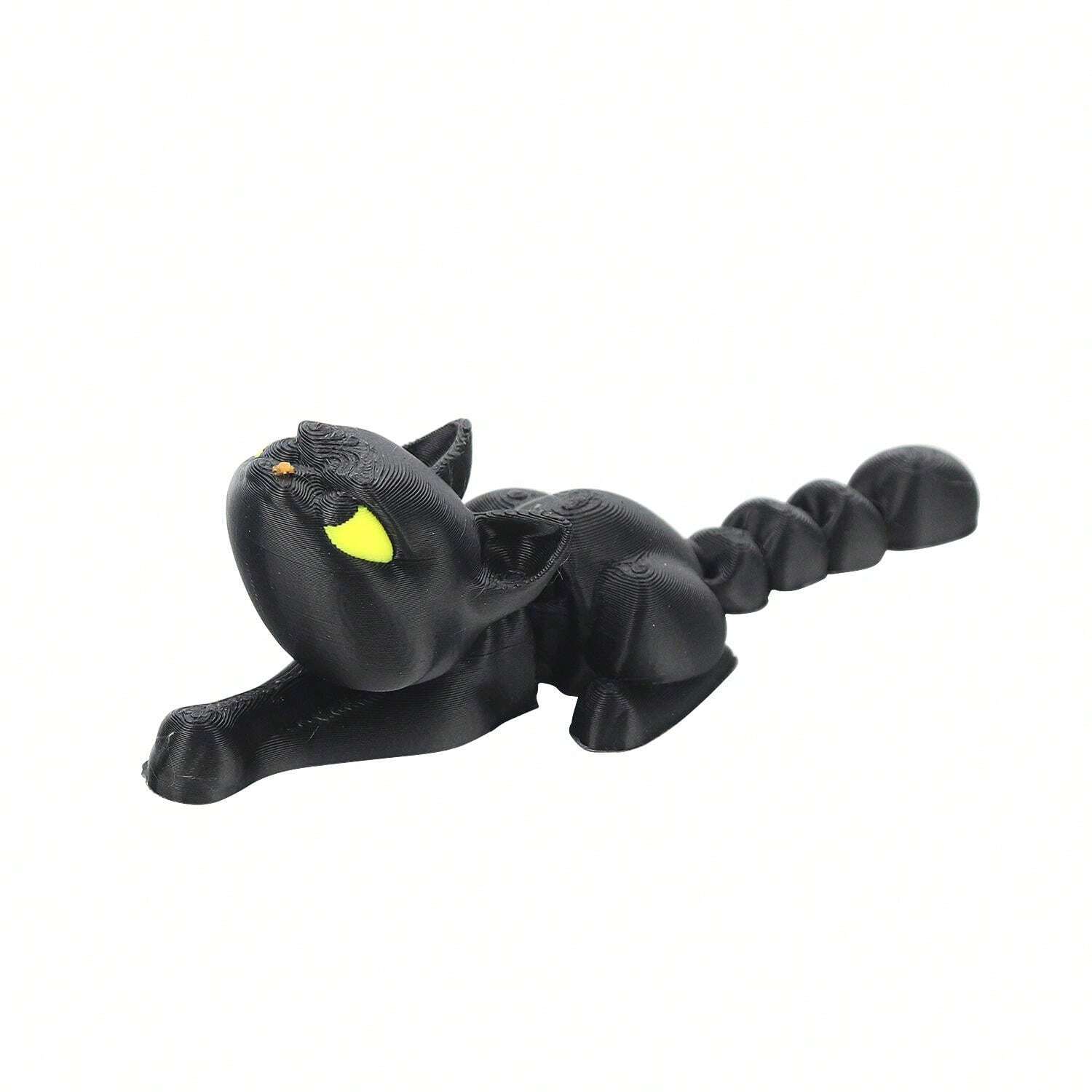 3D Printed Articulated Cute Black Cat Model - Stretching Lazy Cat ...