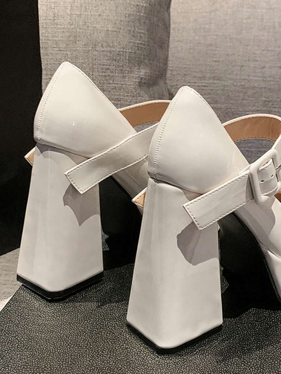 American Style Women High Heel Shoes, 2025 New Chunky Heel Thick ...