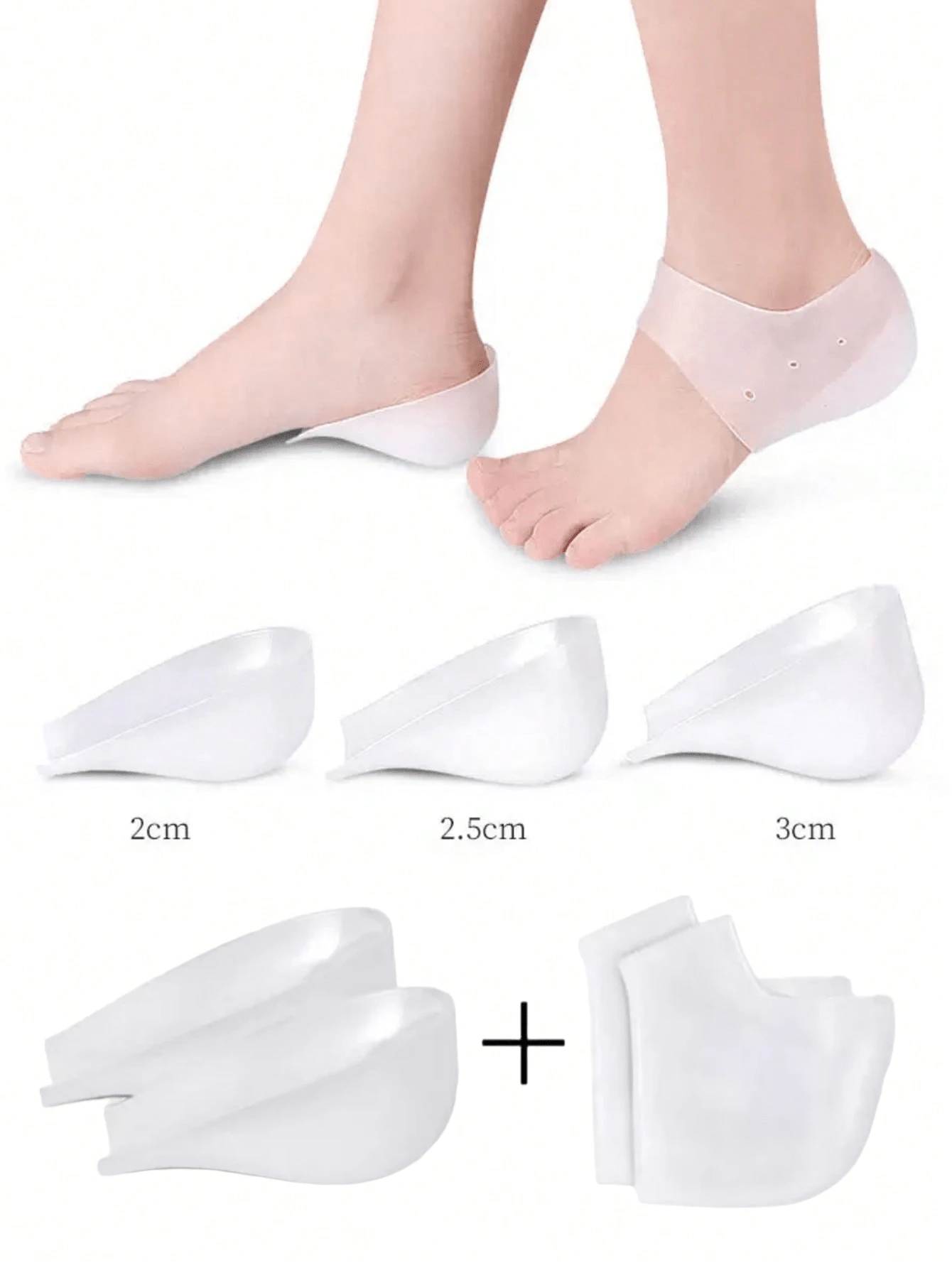 4 peças de almofada de calcanhar de elevação interna invisível Absorção ...